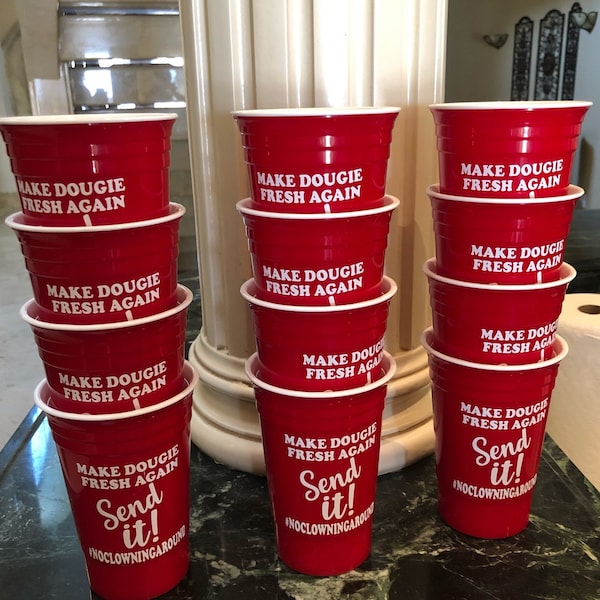16 Oz Personalized Plastic Double Walled Red Party Cup, Custom Wedding ...