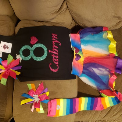 Rainbow 8th Birthday Outfit Rainbow Socks Rainbow Hair Bow Hot Pink ...