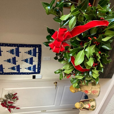 Fresh Evergreen & Holly Swag - Etsy
