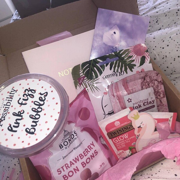 Pink Pamper Box for Her, Hug in a Box, Pink Gift Box for Women, Care ...