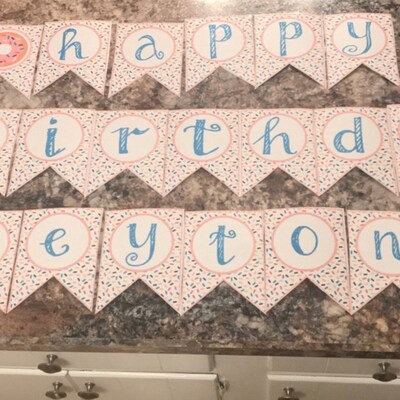 Sprinkle Donut Banner. Full Alphabet, Numbers & Donuts. for Birthday ...