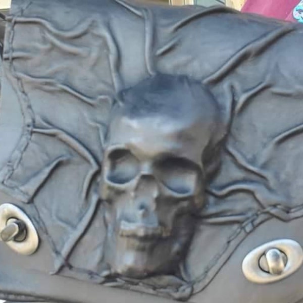 Made to Order Handcrafted Genuine Black Vegetal Leather Embossed Skull ...