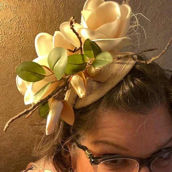 Tea Party Hat Magnolia Fascinator Hat Magnolia Headband for Women ...