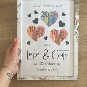 Geldgeschenk zum Geburtstag von Herzen Geschenk Geburtstagsgeschenk ...