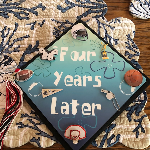 Custom Graduation Cap Topper, Four Years Later, Gemstone Border - Etsy