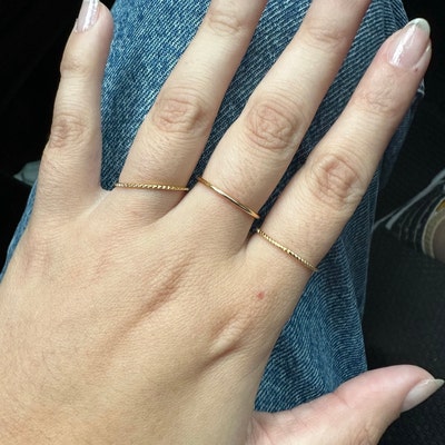 Thin Stacking Rings Set of 3: Midi Ring, Twist Ring, Lined Ring Notched ...