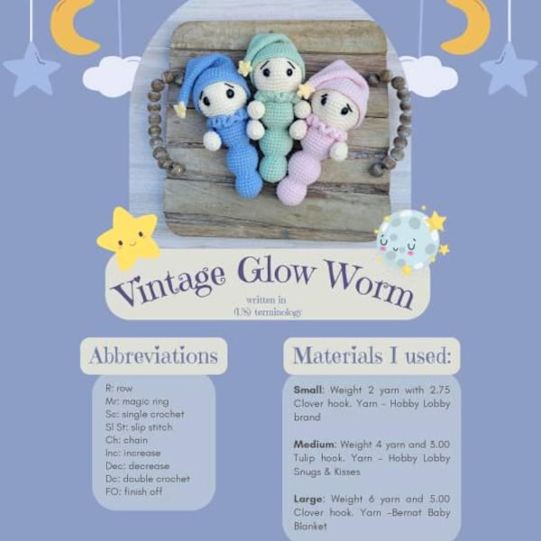 Vintage Glow Worm Beginner Friendly Crochet Pattern PDF - Etsy
