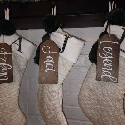 Hand Lettered Personalized Christmas Stocking Tags, Customized Stocking ...