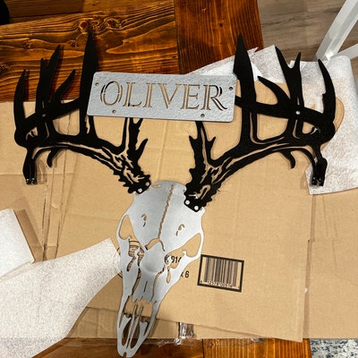 Deer Skull Rifle or Shotgun Rack, Custom Name or Logo Integration ...