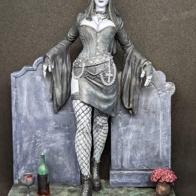 Raven Goth Girl Pin up Statue & Miniature Torrida Minis - Etsy