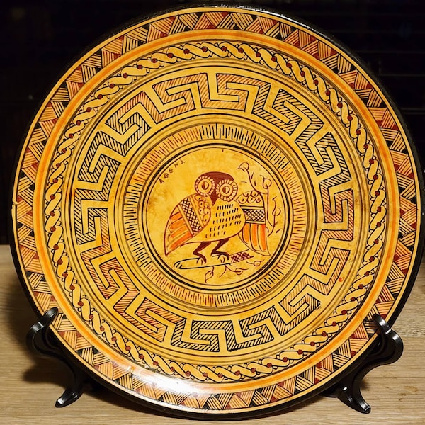 Ancient Greek Plate 20cm, Geometric Greek Pottery,owl in the Middle - Etsy
