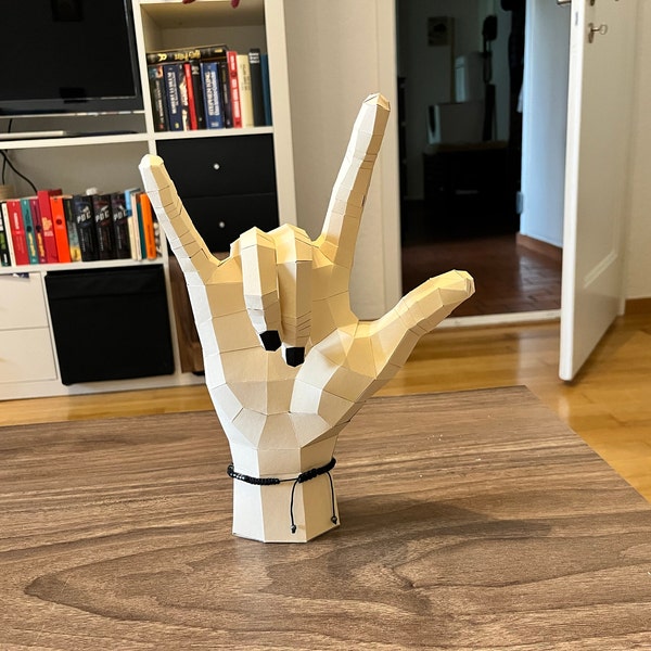 Hand Papercraft ,PDF-SVG, Rock and Roll 3D Hand Papercraft Template ...