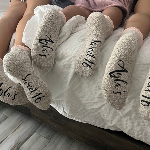Fuzzy Personalized Sweet 16 Socks | Birthday Socks | 16th Birthday Gift ...