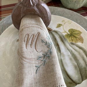 Monogrammed Embroidered Napkin Set, Monogram Napkin, Minimalist Napkin ...