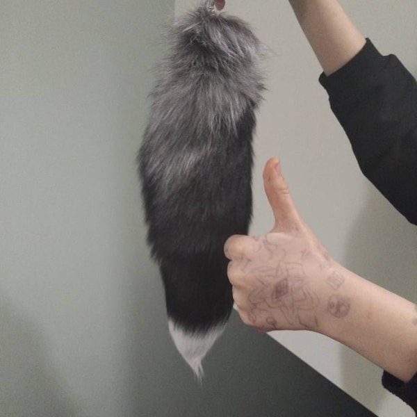 Real Raccoon Tail Raccoon Tail Keychain Keychain of Raccoon Tail Fur ...