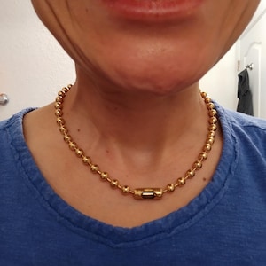 Puffy Initial Mini Bubble Letter Gold Filled Chain Necklace Stainless ...