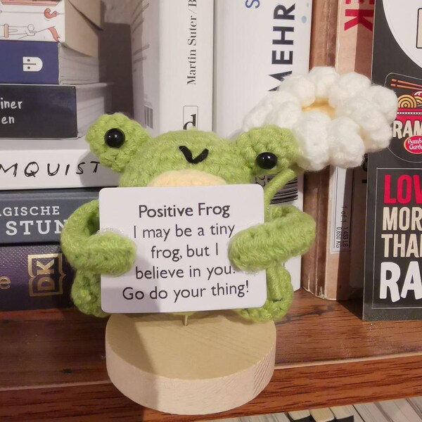 Handmade Crochet Emotional Support Frog and Sunflower Plant-emotional ...