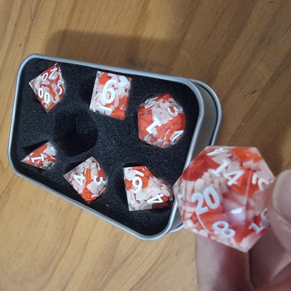 Red Heart DND Dice Set - Polyhedral Sharp Edge Resin Dice ,valentine's ...