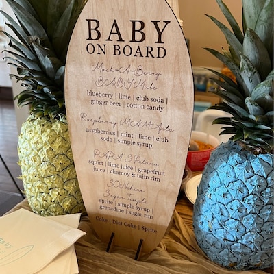 Baby on Board Bar Sign, Custom Drink Menu, Personalized Drink Menu ...
