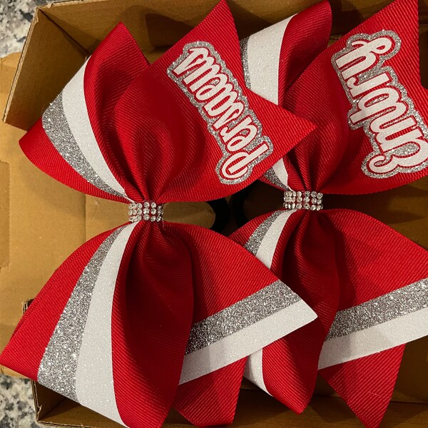 Custom Cheer Bow Custom Letter / Mascot or Letters CHS BHS Etc W Name ...