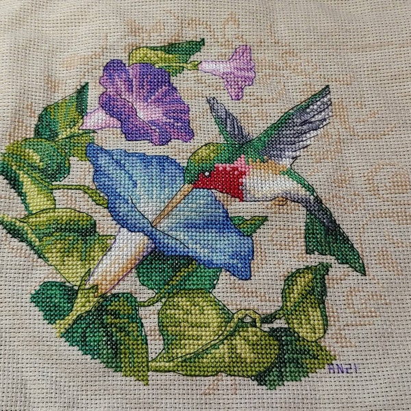 Hummingbird Cross Stitch Pattern Colorful Art DIY X-stitch Chart ...