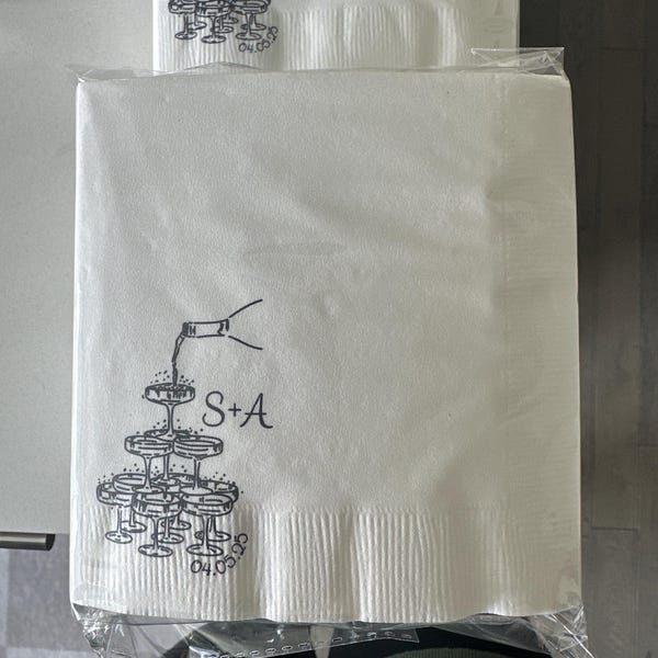 Custom Champagne Tower Cocktail Napkin | Wedding | Party | Bachelorette ...