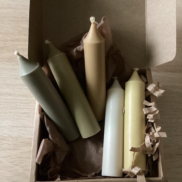 Short Taper Candle Set, Beeswax Colored Candle, Light Boho Style Candle ...
