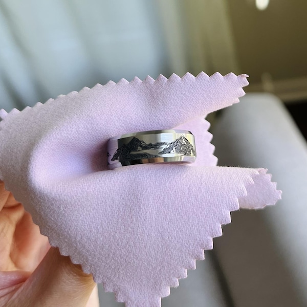 Hyper Detail Engraved Mountain Landscape Ring, 3D Mountain Lines Ring ...