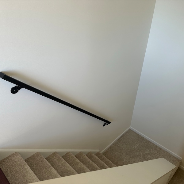 Modern Rectangle Slim Black Handrail for Stairs, Modern Black Stair ...
