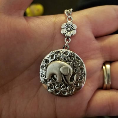Elephant Locket Necklace Silver Locket Jewelry Women's - Etsy UK