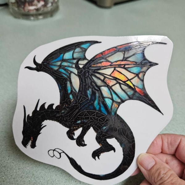 Dragon Stained Glass Window Cling Decal Sticker Window Film Dragoncore ...