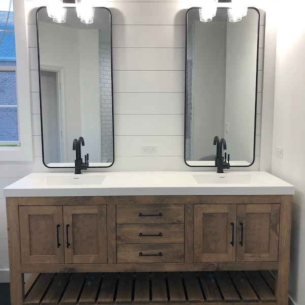 Custom Double Sink Bathroom Vanity - Handmade, Premium Hardware, Free ...