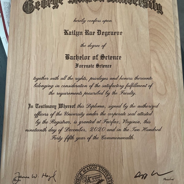 Laser Engraved Diploma Certificate 9x12in, Unique Diploma Display ...