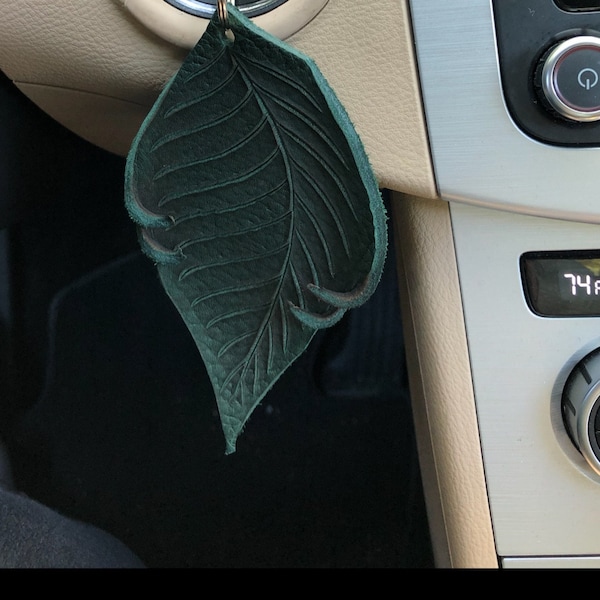Leather Leaf Keychain - Etsy