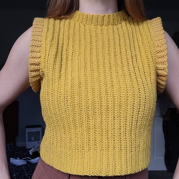 Crochet Ribbed Vest Pattern, Crochet Sweater Pattern, Easy Crochet Vest ...