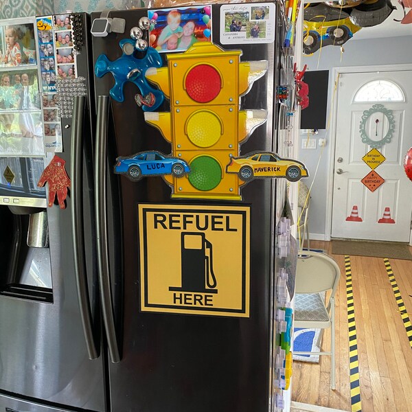 Refuel Here Party Sign, Race Car Birthday Party, Die Cut Party Sign ...