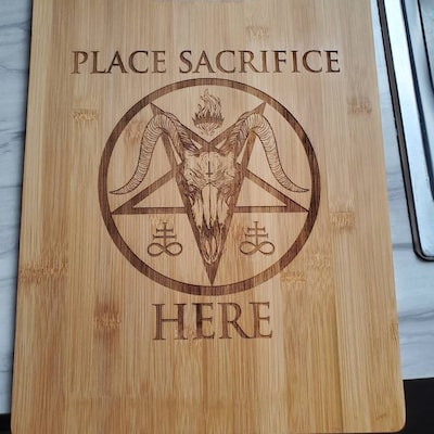Place Sacrifice Here Satanic BBQ Set Laser Engraved Bamboo Cutting ...