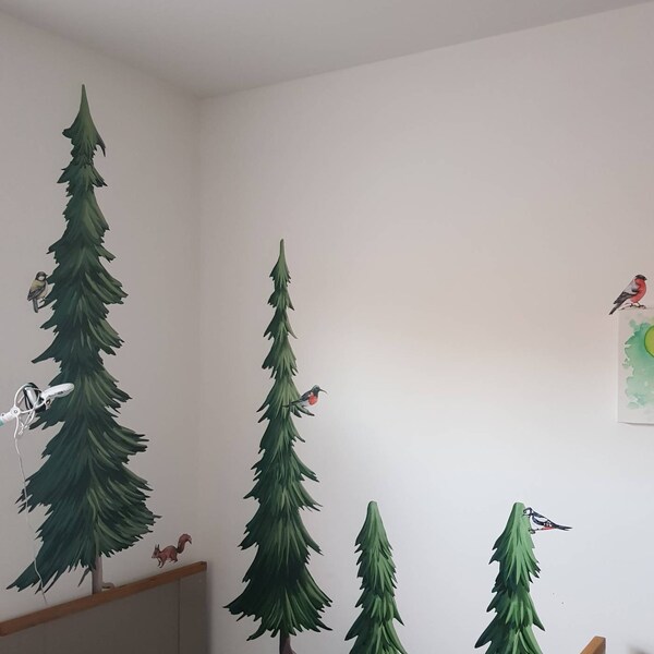 Large Pine Trees Wall Stickers, Wall Decals, Giant Tree Wall Stickers ...