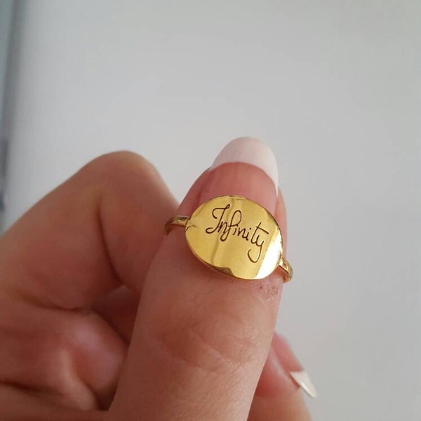 Engraved Handwriting Ring: Custom Sterling Silver Signature Ring - Etsy