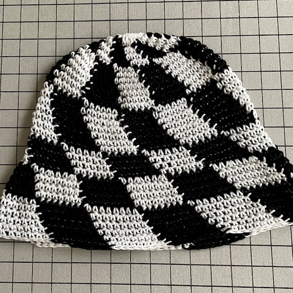 Checkerboard Bucket Hat Crochet Pattern - Etsy