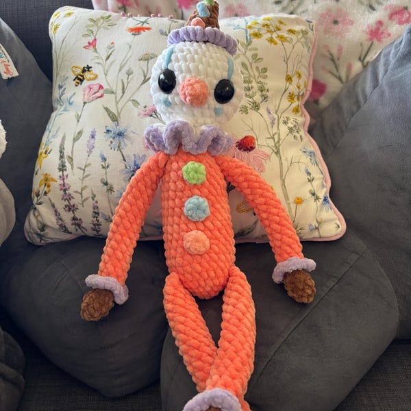 Crochet Lanky Clown Stuffed Plush *made to Order* - Etsy