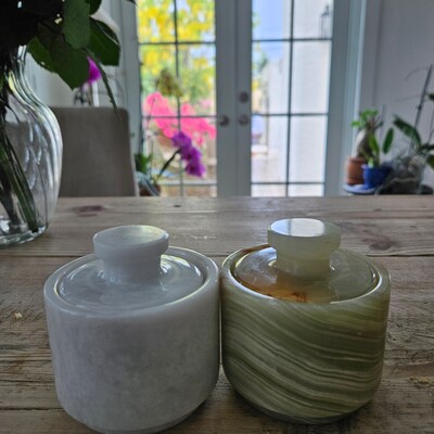 Marble Salt Cellar With Lid Unique 3 Salt and Pepper Cellar Gift for ...