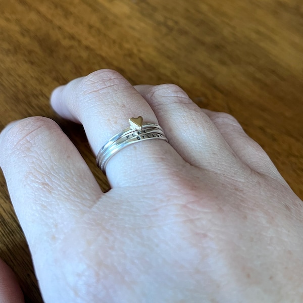 Sweet Heart Ring, Stackable Heart Ring, Dainty Solid Gold Heart or ...