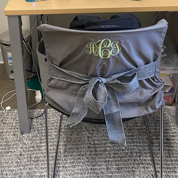 Gray Monogram Dorm Chair Back Cover / Personalized Chair Cover / Office ...