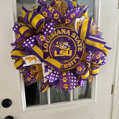 LSU Wreath for Front Door, Louisiana State Wreath for Front Door ...