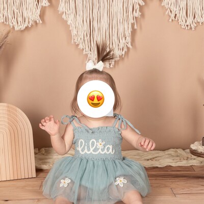 Custom Name Tutu, Hand Embroidered Baby Romper, Personalized Birthday ...