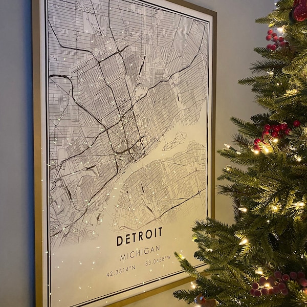 Detroit Map Print Poster Canvas | Michigan Map Print Poster Canvas ...