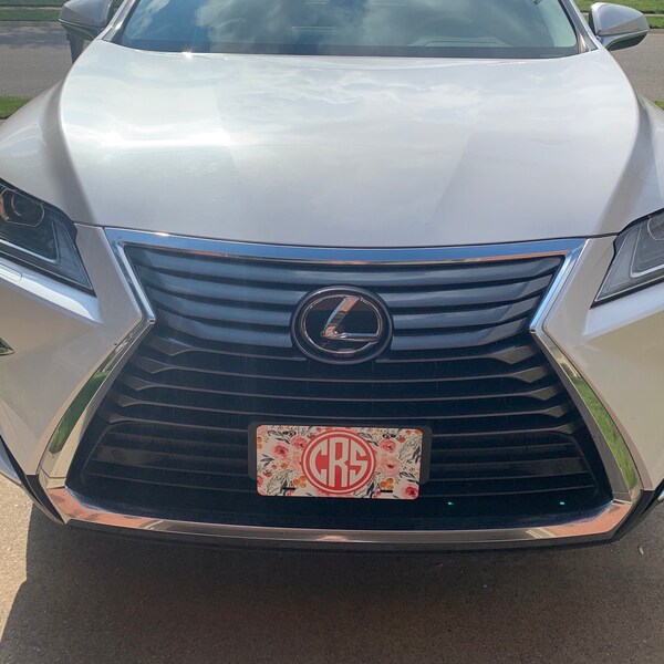 Pink Flower Monogram License Plate - Personalized Car Tag - Monogram ...