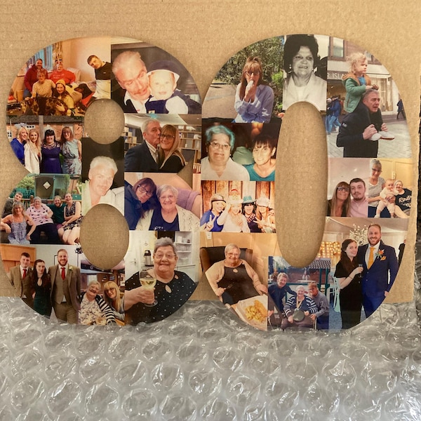 Acrylic Photo Number Collage, Birthday Gift, Photo Gift, Personalised ...