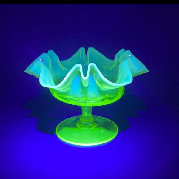 Davidson 1900s Yellow Vaseline/pearline Glass Basket in Pattern 'lady ...